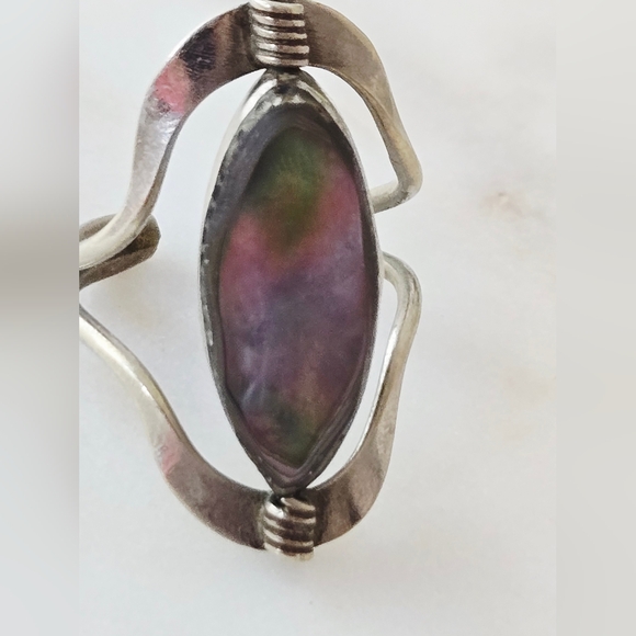 Jewelry | Vintage Sterling Silver Flip Ring Moss Agate And Abalone ...